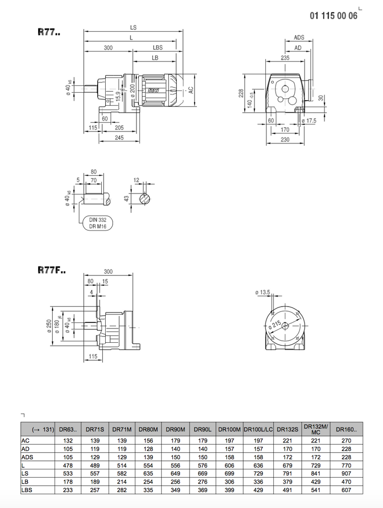 SEW-EURODRIVE Gearmotor R77DRE100M4, 2.2kw, Foot Mounted, Top Mount ...