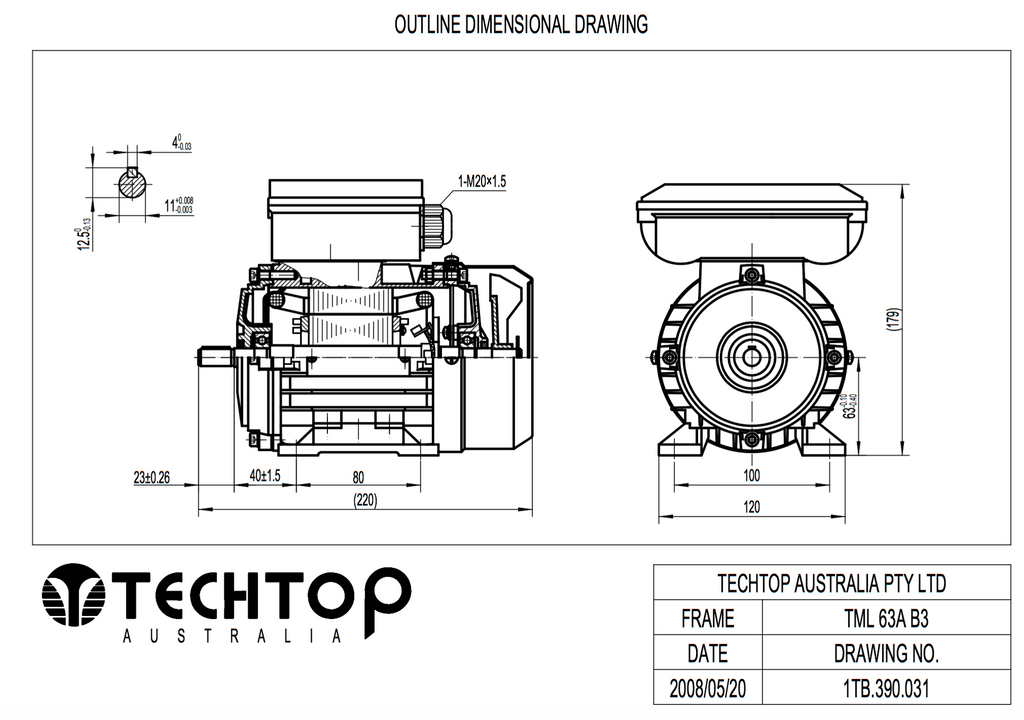 Single Phase Electric Motor 0.18kW 4P (1320rpm) 240v CSCR B3 Foot ...