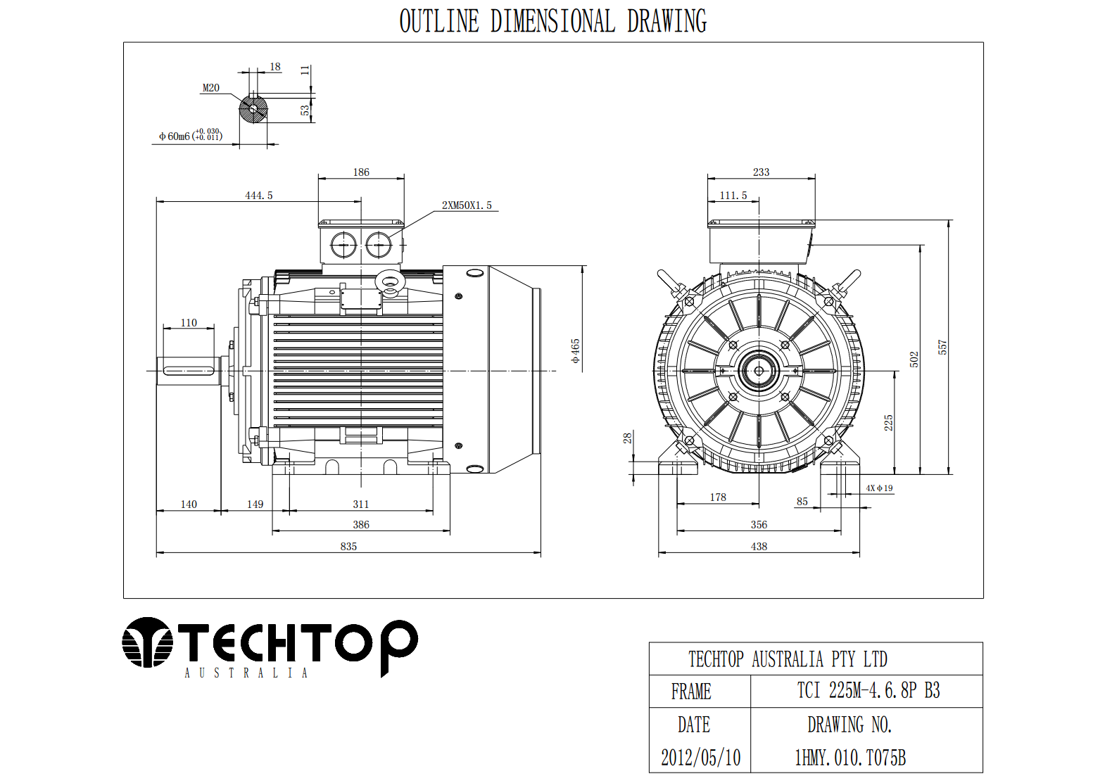 Three Phase Electric Motor 45kW 4P (1475rpm) 415v B3 Foot Mounted ...