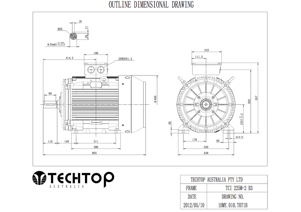Three Phase Electric Motor 45kW 2P (2955rpm) 415v B3 Foot Mounted ...